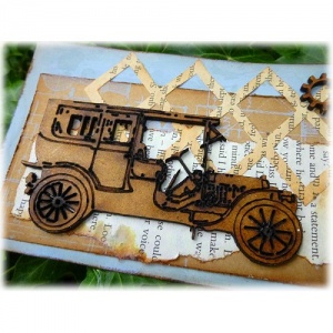 Wood Vintage Car Shape 3 for altered art and craft projects